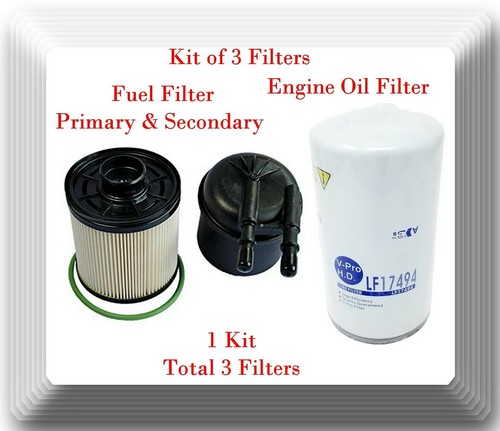 1 Kit (3 Filters) Oil Filter and Primary & Secondary Fuel Filters Ford ...