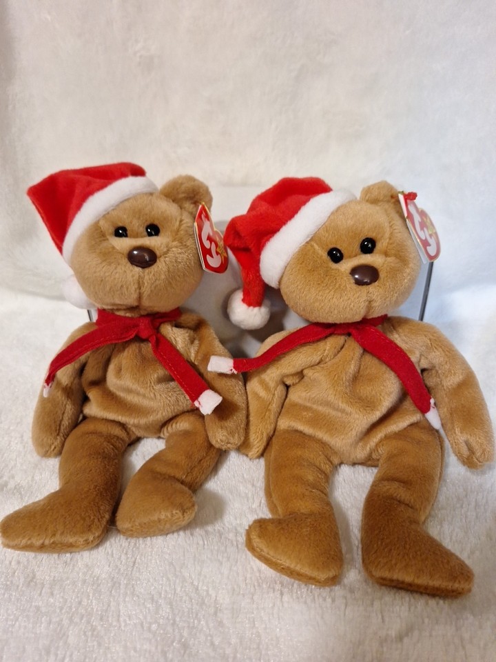 4 Ty Holiday Bears: Two 1997 Teddy & Two 1999 Holiday Teddy Beanie ...