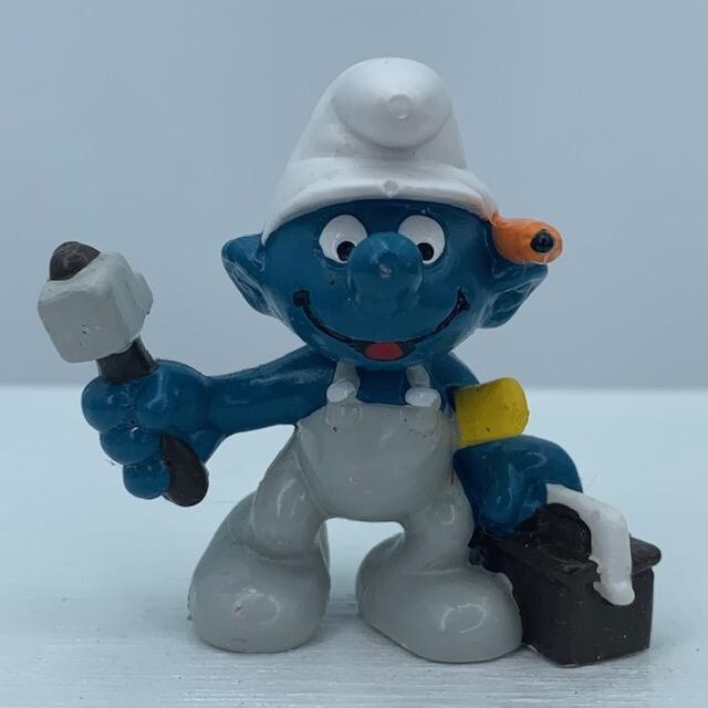 Smurfs 20171 Handy Smurf Hammer Toolbox Vtg Figure Schleich Peyo PVC ...