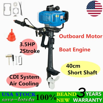 2-Stroke Outboard Motor 3.5HP Engine Kayak Fishing Inflatable Boat ...