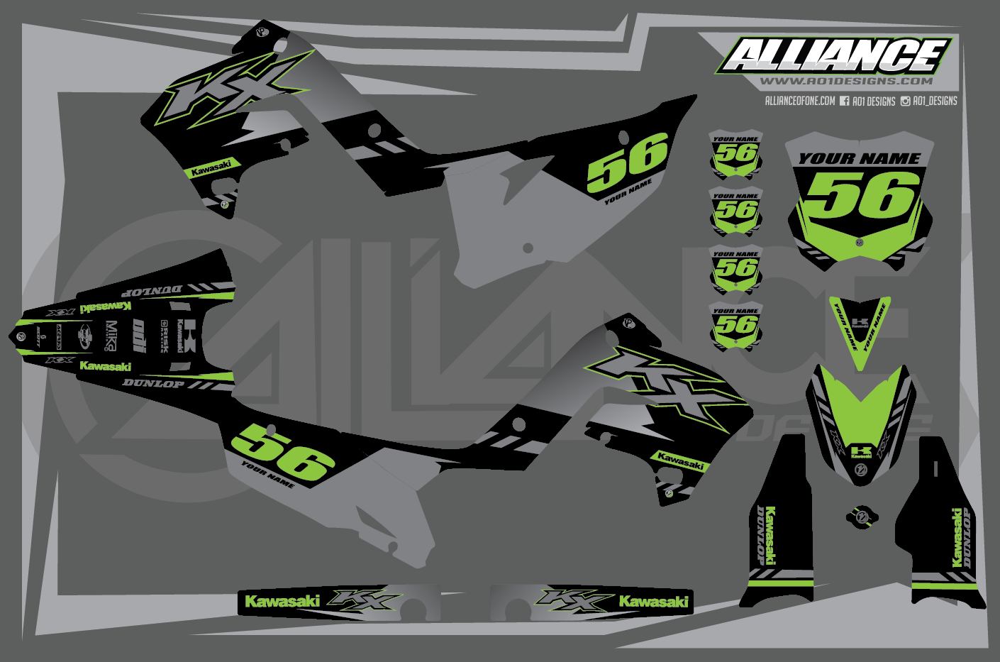 2003 - 2008 KAWASAKI KX 125 / 250 Polisport Restyle GRAPHICS Kit DECALS ...
