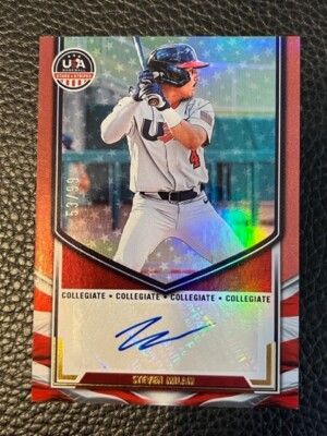 STEVEN MILAM LSU 2025 Panini USA Baseball Stars & Stripes RED Auto #'d ...