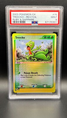 Pokemon PSA 9 MINT Treecko 75/109 EX Ruby & Sapphire Reverse Holo 2003 ...