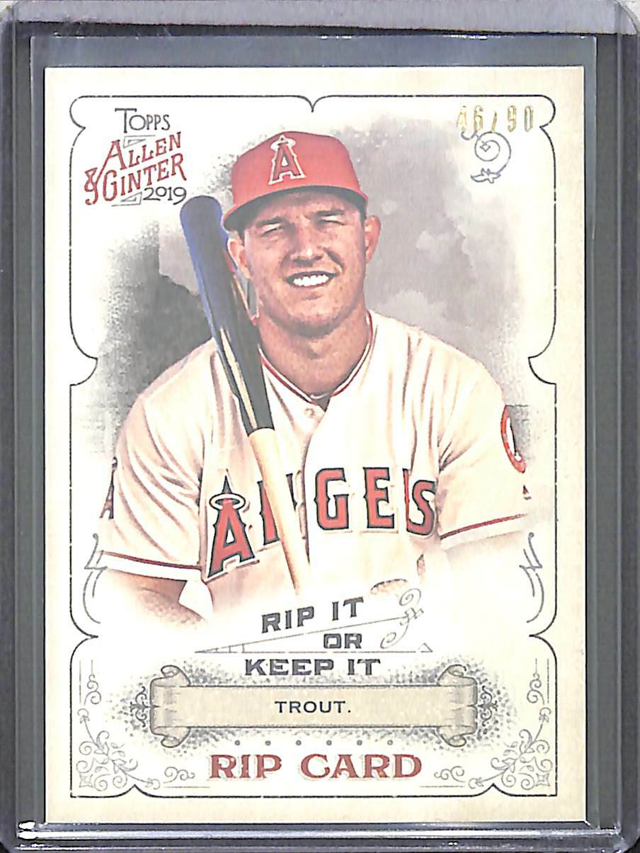 2019 Topps Allen and Ginter Unripped Rip Card #RIP 92 Mike Trout No 46 ...