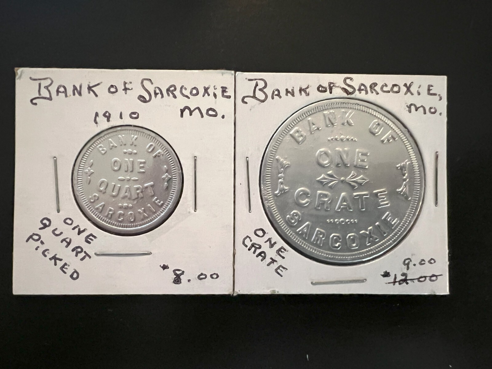 Bank of Sarcoxie, Missouri -Strawberry Token(s) - Quart & Crate (2) | eBay