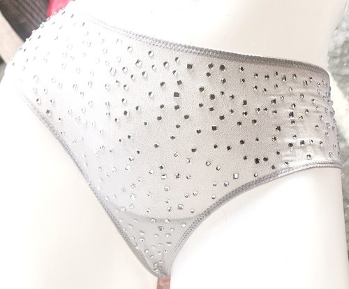 Victorias secret Rare Vintage M L Silver Rhinestone Satin Shine Thong ...