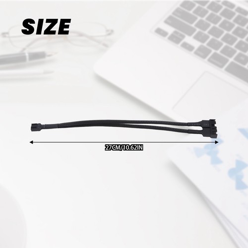 1 to 2 Way Braided Cable Y Splitter 3/4 Pin PWM Male Connector Fan ...
