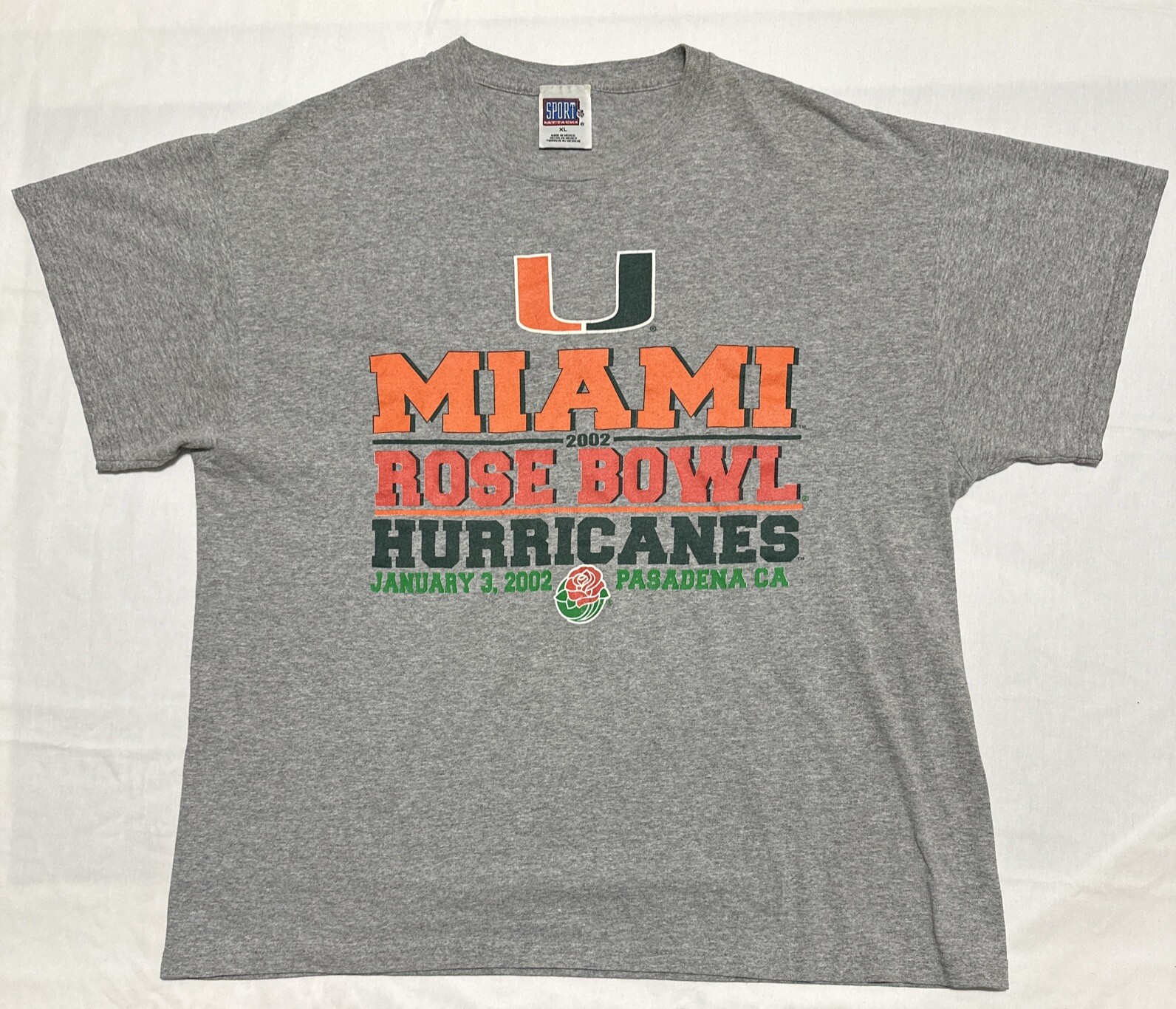 Vintage 2002 UM Miami Canes Rose Bowl Graphic Tee Siz… - Gem