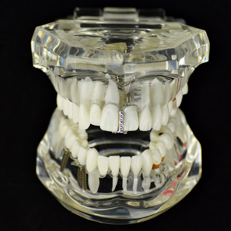 Gap Grillz Silver Tone CZ Cubic Zirconia Tooth Top or Bottom Teeth Hip ...