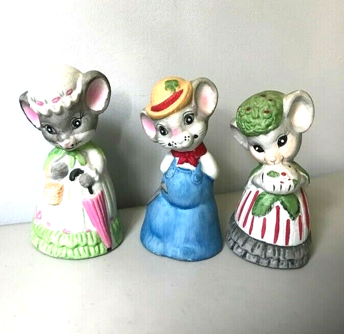 3 Vintage Critter Bells Jasco Ceramic Mouse Bells Taiwan | eBay