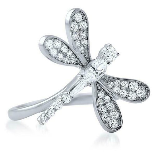 1.28ct Moissanite Engagement Ring Dragonfly Design White Gold Plated | eBay