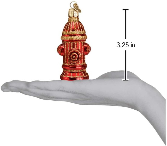 Old World Christmas Red Fire Hydrant Glass Ornament 36038 Decoration ...