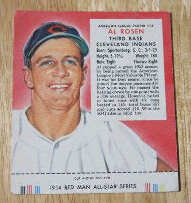 1954 Red Man All Star Series with Tab #12 Al Rosen - EX | eBay