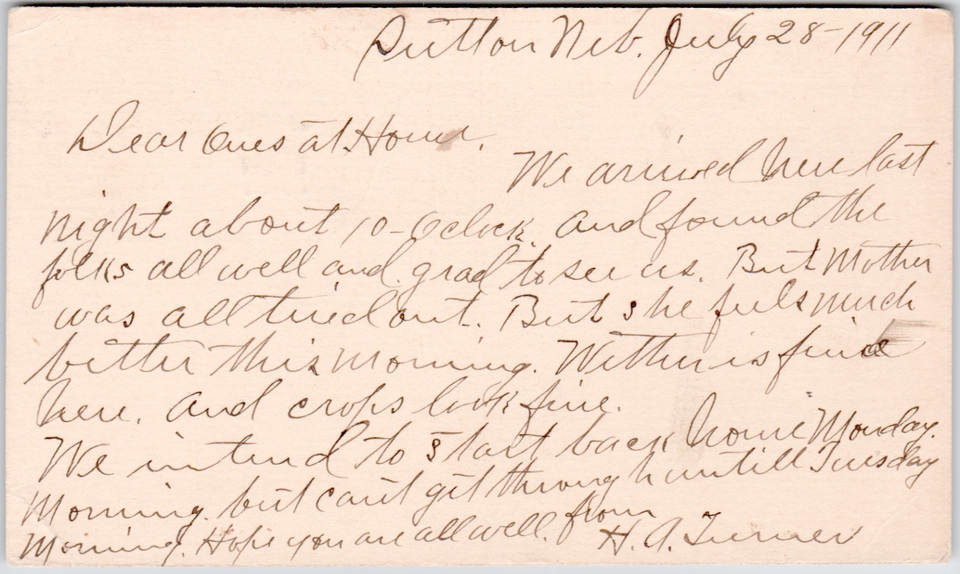 Vintage Postcard Postal Card c1911 Sutton Nebraska Cancel McKinley One ...