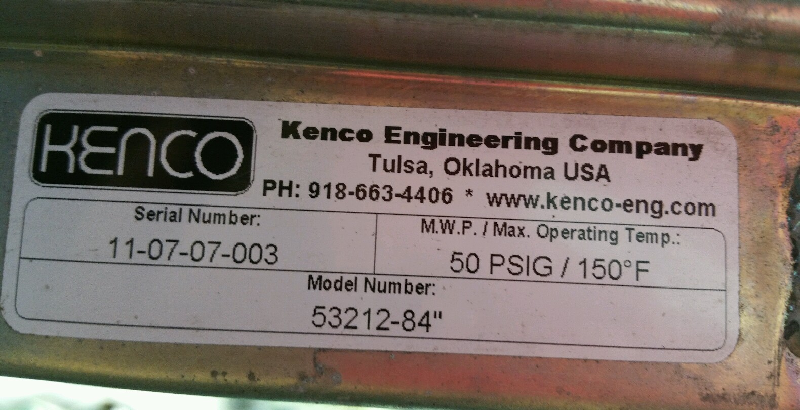 NEW KENCO ENGINEERING LEVEL LEVELING GAUGE 53212-84 84" 50 PSIG 150 F ...