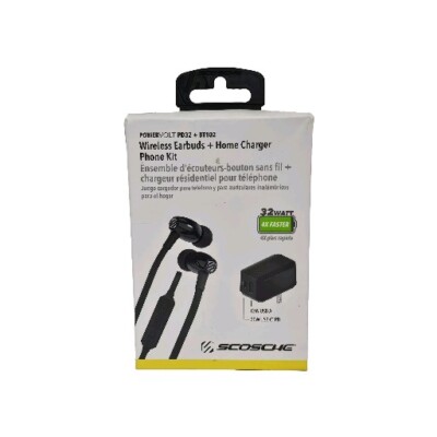 Scosche PowerVolt PD32 + BT102 Wireless Earbuds + Home Charger Phone ...