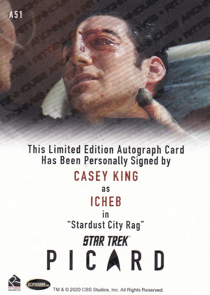 Star Trek Picard Full Bleed Autograph Trading Card A51 Casey King as ...