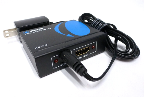 (O) REI HD-102 1x2 HDMI Splitter, EDID 10.2 GBPS Support Includes Power ...