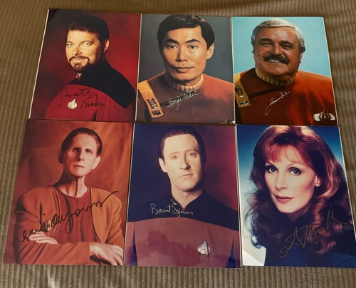 6 Star Trek Cast Autographs Signed 8x10 - Doohan, Frakes, Spiner, Takei ...