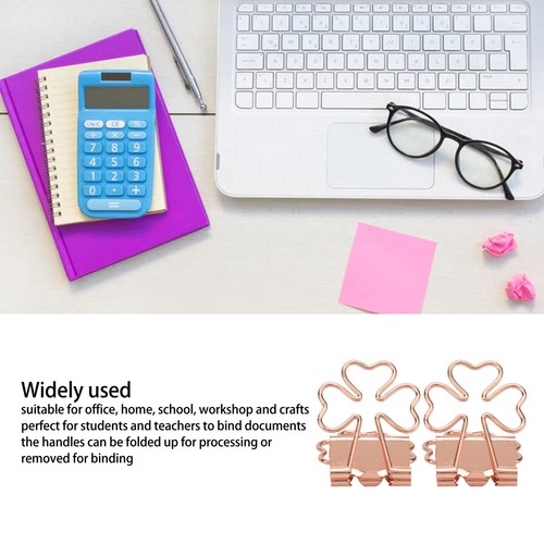 15Pcs Paper Binder Clips Cute Rose Trefoil Strong Clamping Force Metal ...
