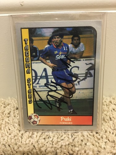 Preki Signed Auto 1990 Pacific Trading Card Tacoma Stars Kansas City ...