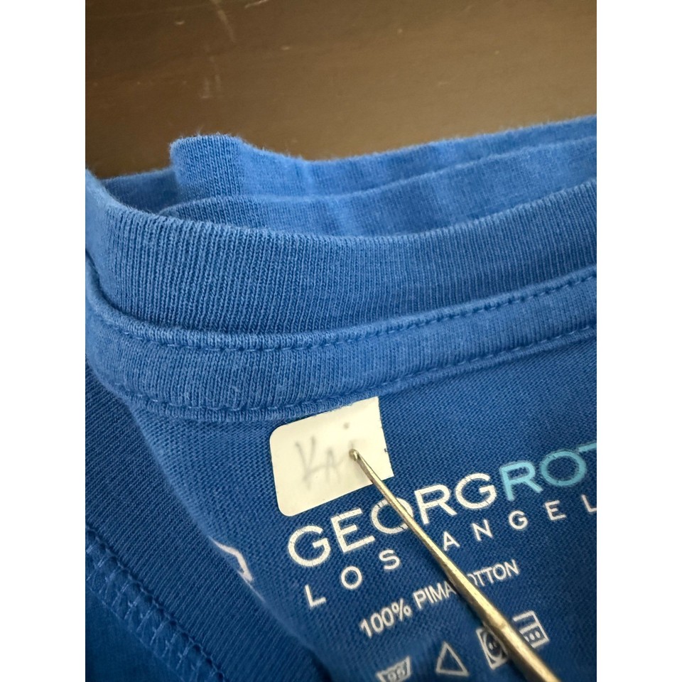 Georg Roth Tee Shirt Men's Large Henley Long Sleeve Pima Cotton Blue ...