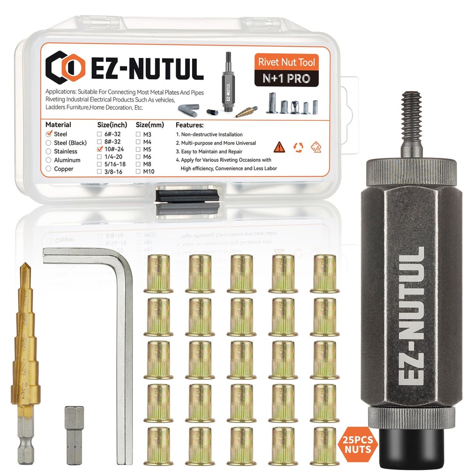 Rivet Nut Installation Tool Set Flat Head Rivnut Threaded Insert Nut ...