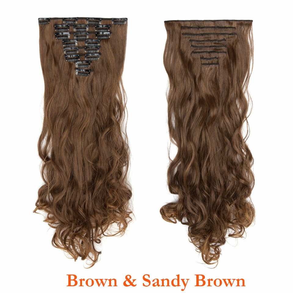 100% Natural 8Pcs Clip In Hair Extensions Full Head As Human Real Long ...