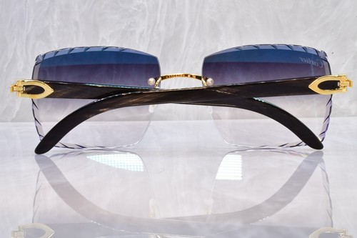 Cartier rimless black buff horn C decor gold Diamond Cut transition sunglasses | eBay