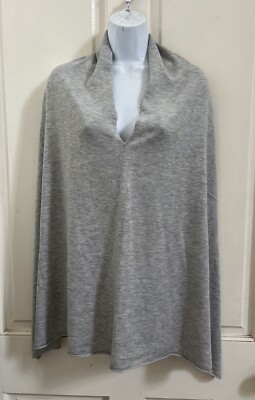 KERISMA NEW! Heather Gray Mercerized Wool Poncho Shawl Sweater O/S NWOT ...