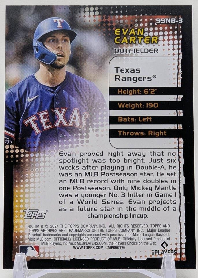 2024 Topps Archives Baseball - Evan Carter Card 99NB-3 Rookie New Breed ...