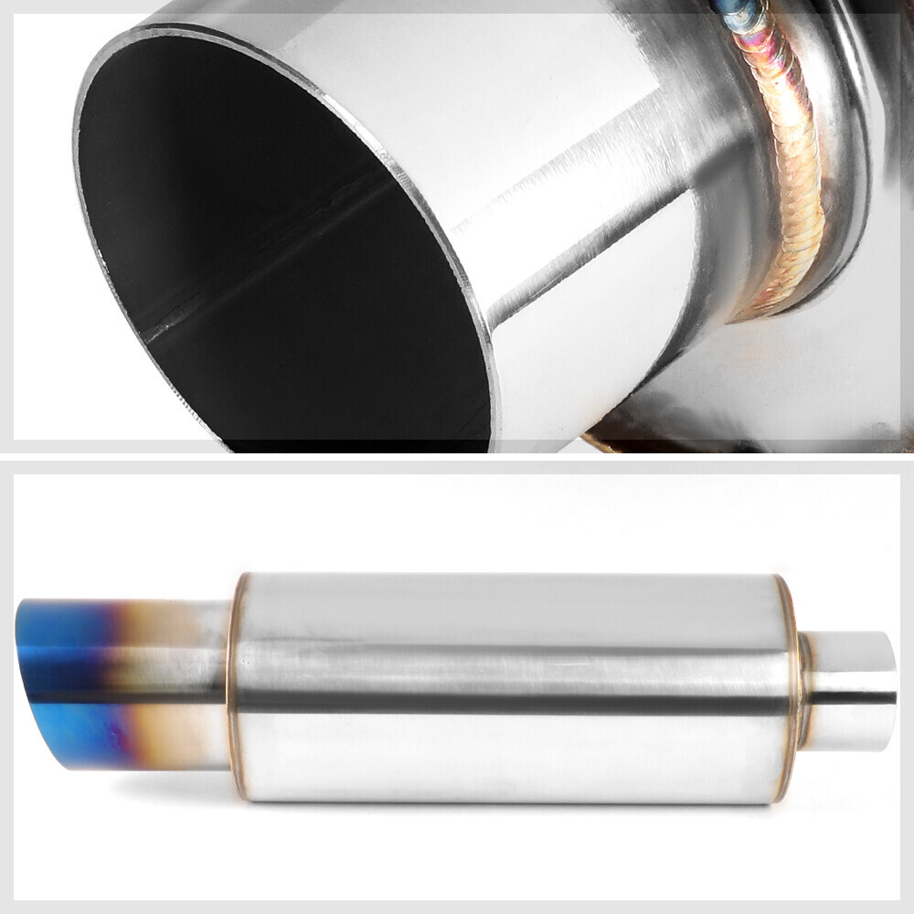 Universal 2" Inlet Burnt Titanium Diagonal Straight Through Exhaust ...
