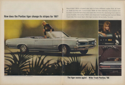 How does the Pontiac tiger change its stripes? GTO Convertble ad 1966 T ...