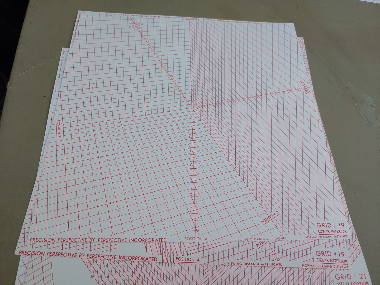 1955 Lawson Perspective Grid Charts Size IX Basic Set W Selector Charts ...