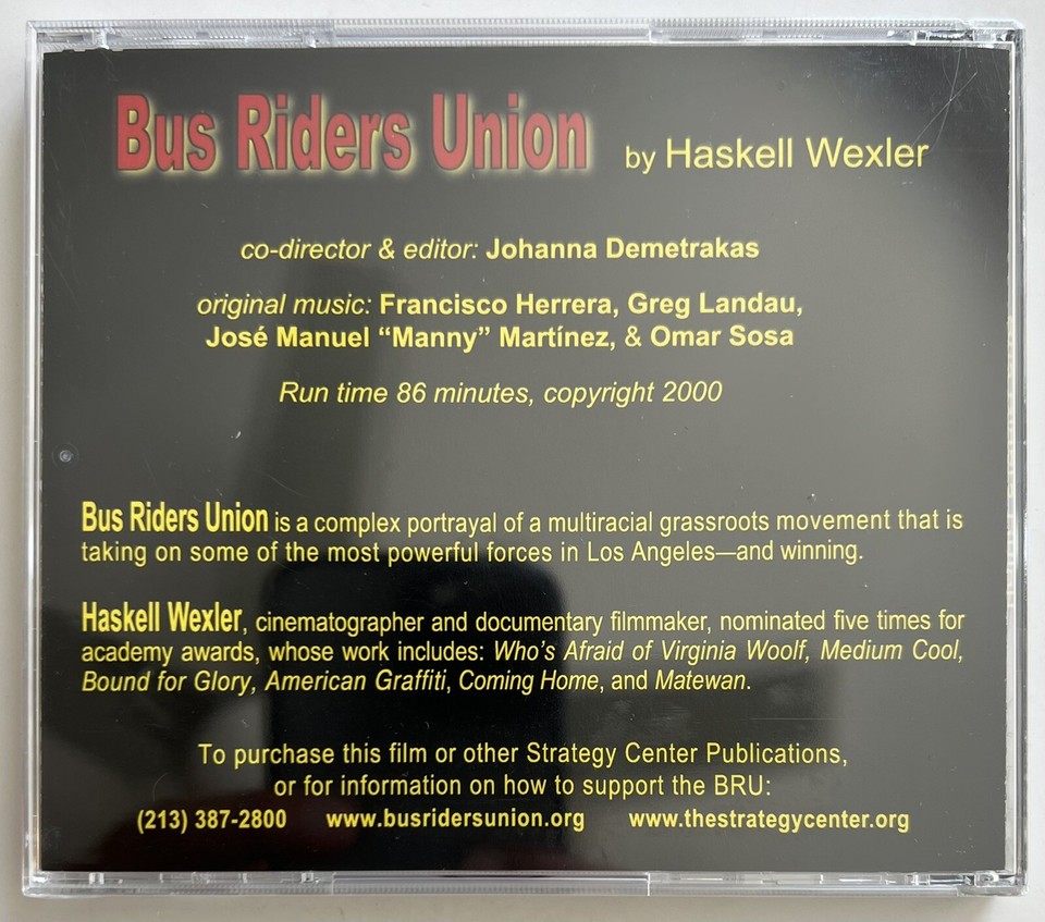 SEALED Bus Riders Union (2000) DVD Haskell Wexler Sindicato De ...