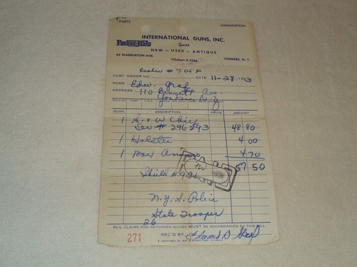 1963 New York State Trooper Smith & Wesson Chief Gun Purchase Yonkers ...