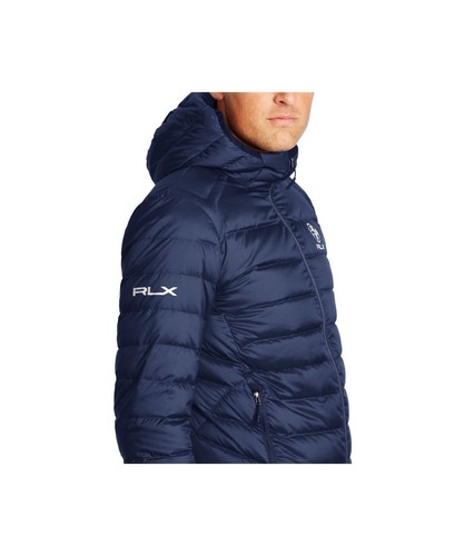 RALPH LAUREN RLX Packable Quilted Down 730 Fill Hooded Jacket Blue Navy ...