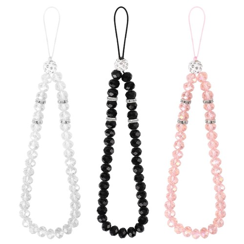 3 Pieces Cell Phone String Strap Phone Charm Bling Crystal Beads Hand ...