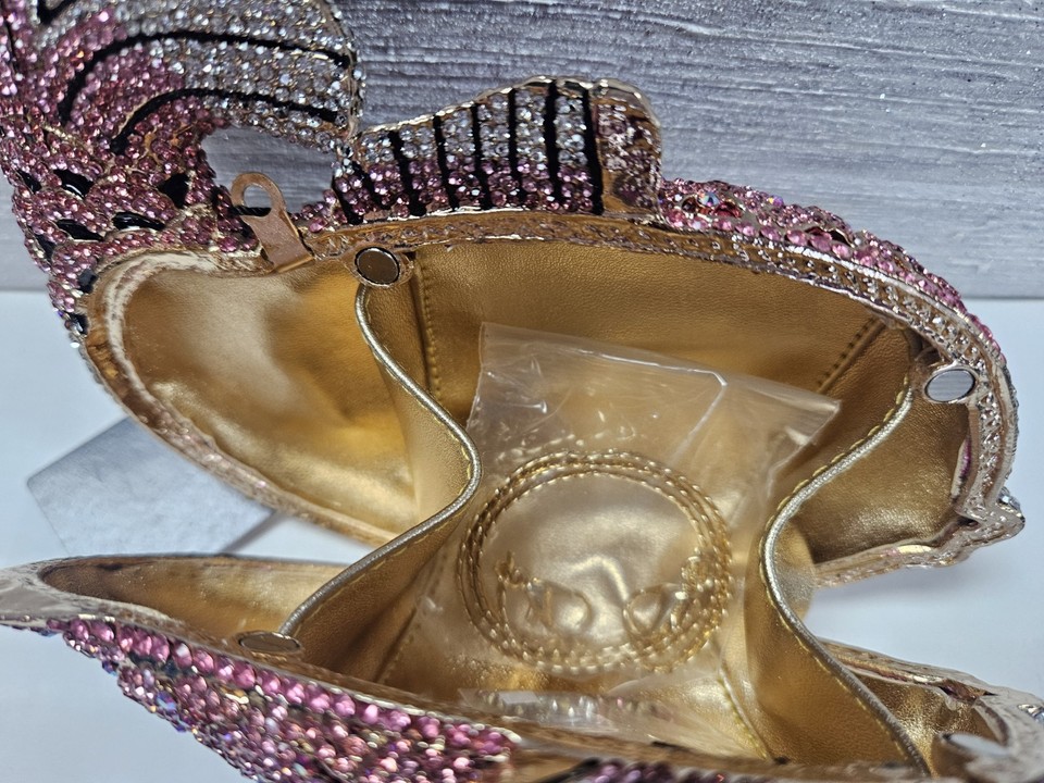 Natasha Crystal Fish Clutch Pink Clear Rhinestone Evening Purse NWT | eBay