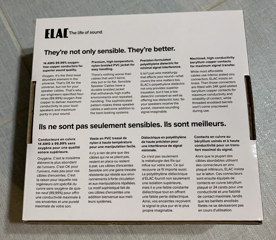 ELAC Sensible speaker cables (new) audio | eBay