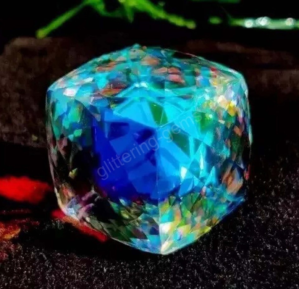 Certified 200CT Natural Huge Mystic Topaz Rainbow Color Cube Cut Loose ...