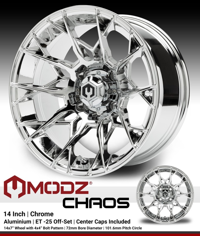 MODZ 14" Chaos Chrome 14x7 - Golf Cart Wheel | eBay