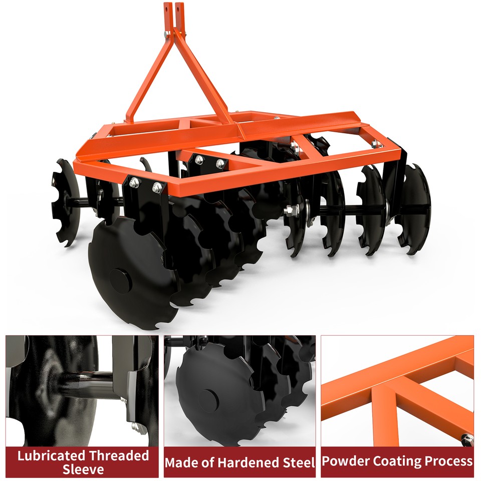 5 FT Notched Disc Harrow Plow 3 Point Cat 0 & 1 For Kubota New Holland ...