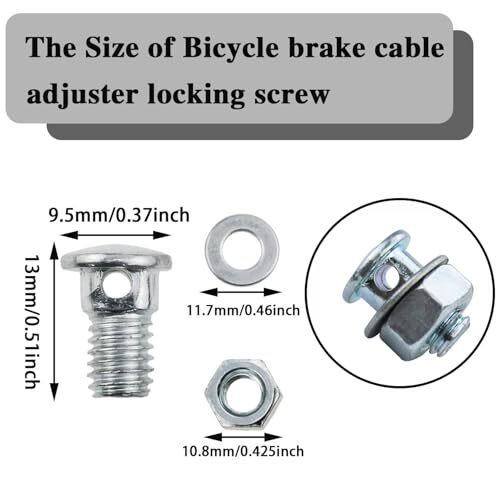 10 Pack Brake Cable Regulator Locking Screw with Nuts & Washers Sliver ...