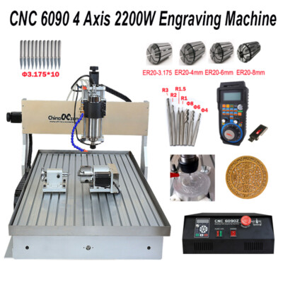 2.2KW CNC Router Milling Engraving Machine 6090 4-Axis Cutting ...