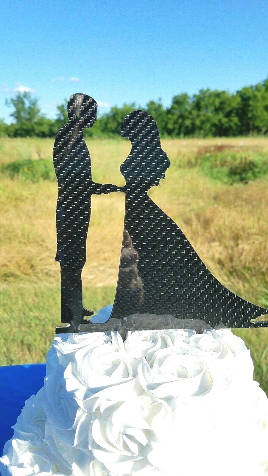 Bride and Groom Cake Topper, CNC'ed Wedding CARBON FIBER Cake Topper ...