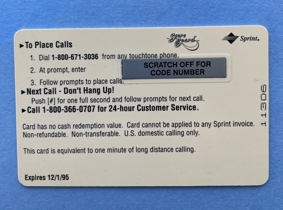 1995 Score Board Assets Nolan Ryan Sprint Phone Card One Minute | eBay