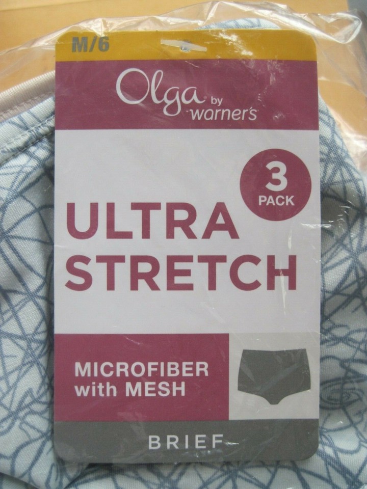 Olga Ultra Stretch 3-Pack Brief Panty Underwear GS1603P 6 M Sail ...