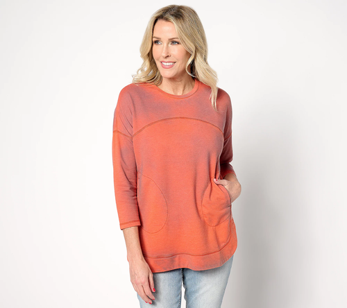 LOGO by Lori Goldstein Hand Dyed French Terry Dolman-Sleeve Shirt ...