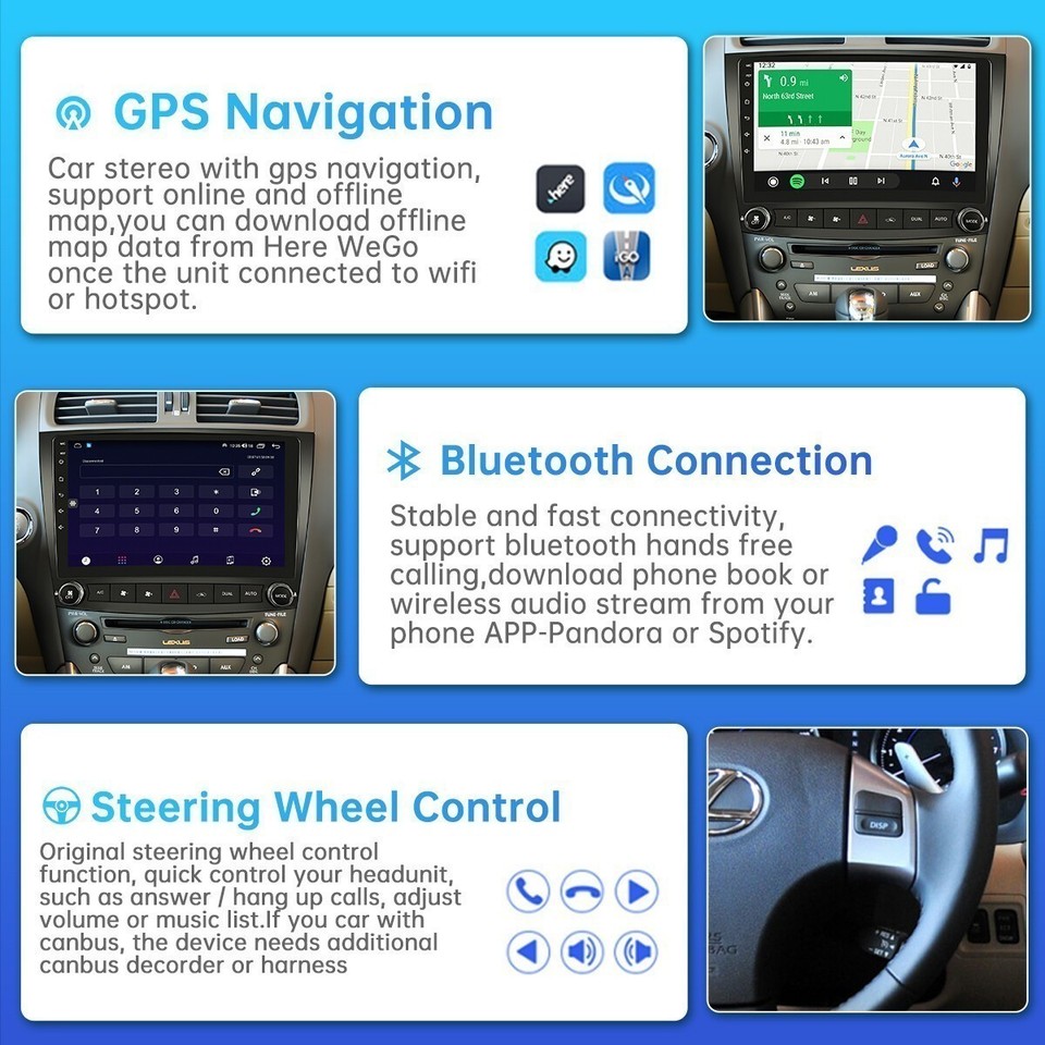 Radio Carplay For 2006-2010 Lexus w/Cam GPS Navigation Head Unit ...